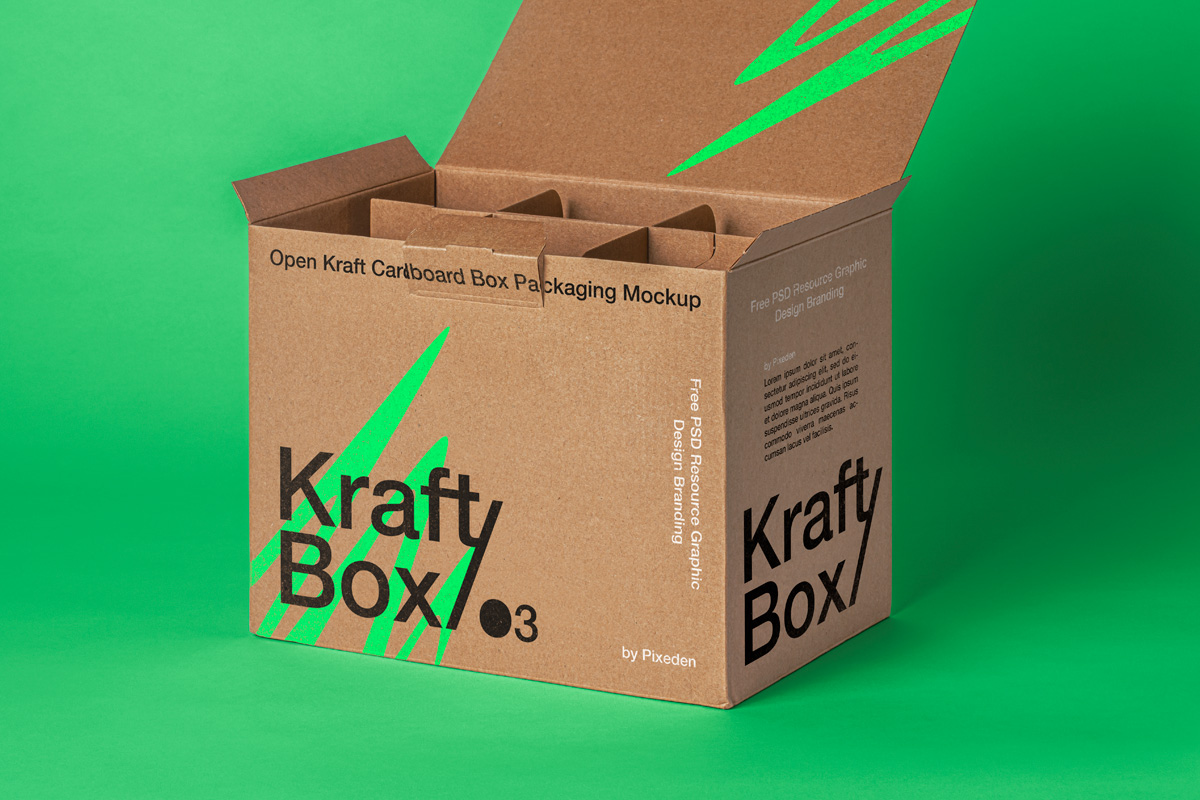 Kraft Psd Cardboard Box Mockup Set | Psd Mock Up Templates | Pixeden