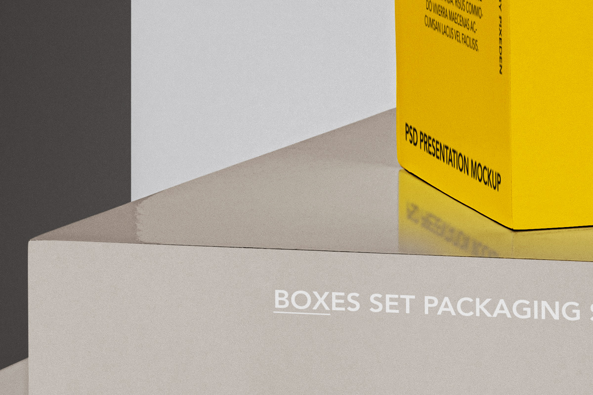 Boxes Set Psd Packaging Scene Mockup | Psd Mock Up Templates | Pixeden