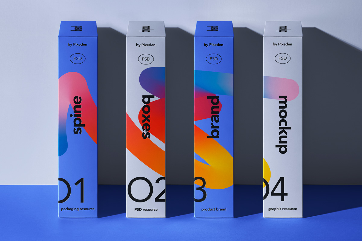 Spine Boxes Psd Packaging Mockup Set | Psd Mock Up Templates | Pixeden