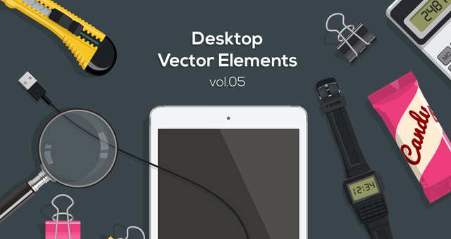 Desktop Flat Vector Objects Vol5 | Vector Objects | Pixeden