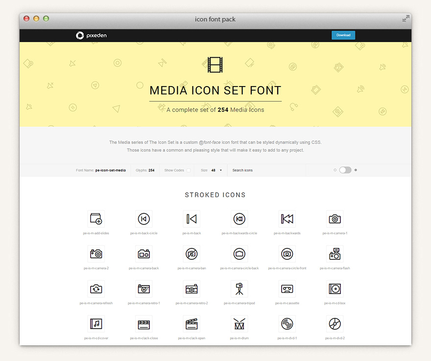 The Icons Font Set :: Media | Icon Fonts | Pixeden